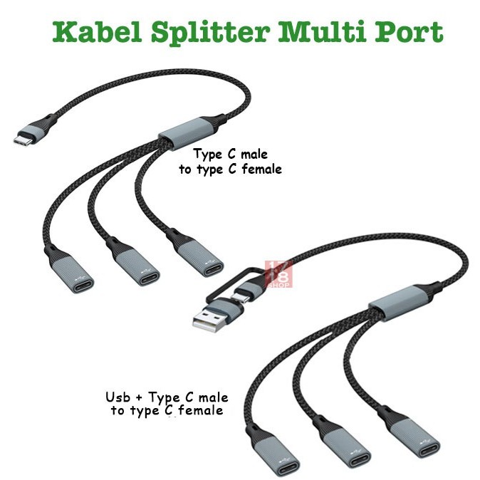 Jual Multi Port Cable Splitter Usb & Type C To Type-C Trasmisi Data ...