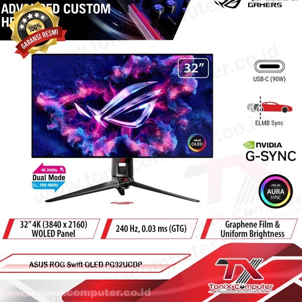 Jual ASUS ROG Swift OLED PG32UCDP 32 Inch Gaming Monitor - Dual Mode 4K ...