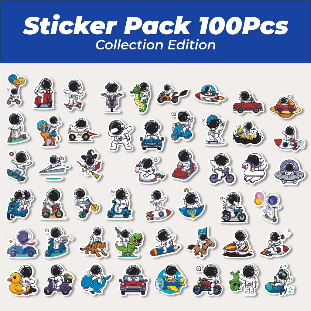 Jual Hot Stiker Astronot V1 Lucu Anti Air Stikers Berperekat Waterproof ...