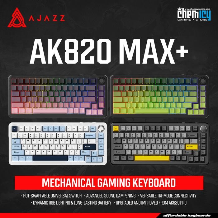 Jual Ajazz AK820 Max Plus RGB Tri-mode Wireless Mechanical Gaming Keyboard - Green Ombre, No ...