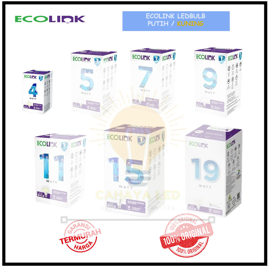 Jual Lampu Ecolink LED Bulb 4W 5W 7W 9W 11W 15W 19W Putih 4 5 7 9 11 15 ...