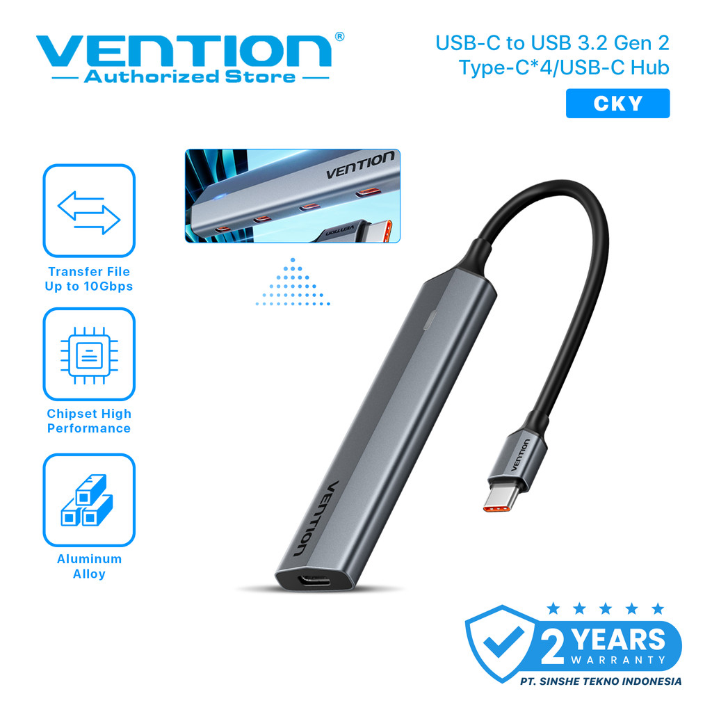 Jual Vention USB Type C Hub 5in1 10Gbps Super Speed OTG Support 4 Port ...