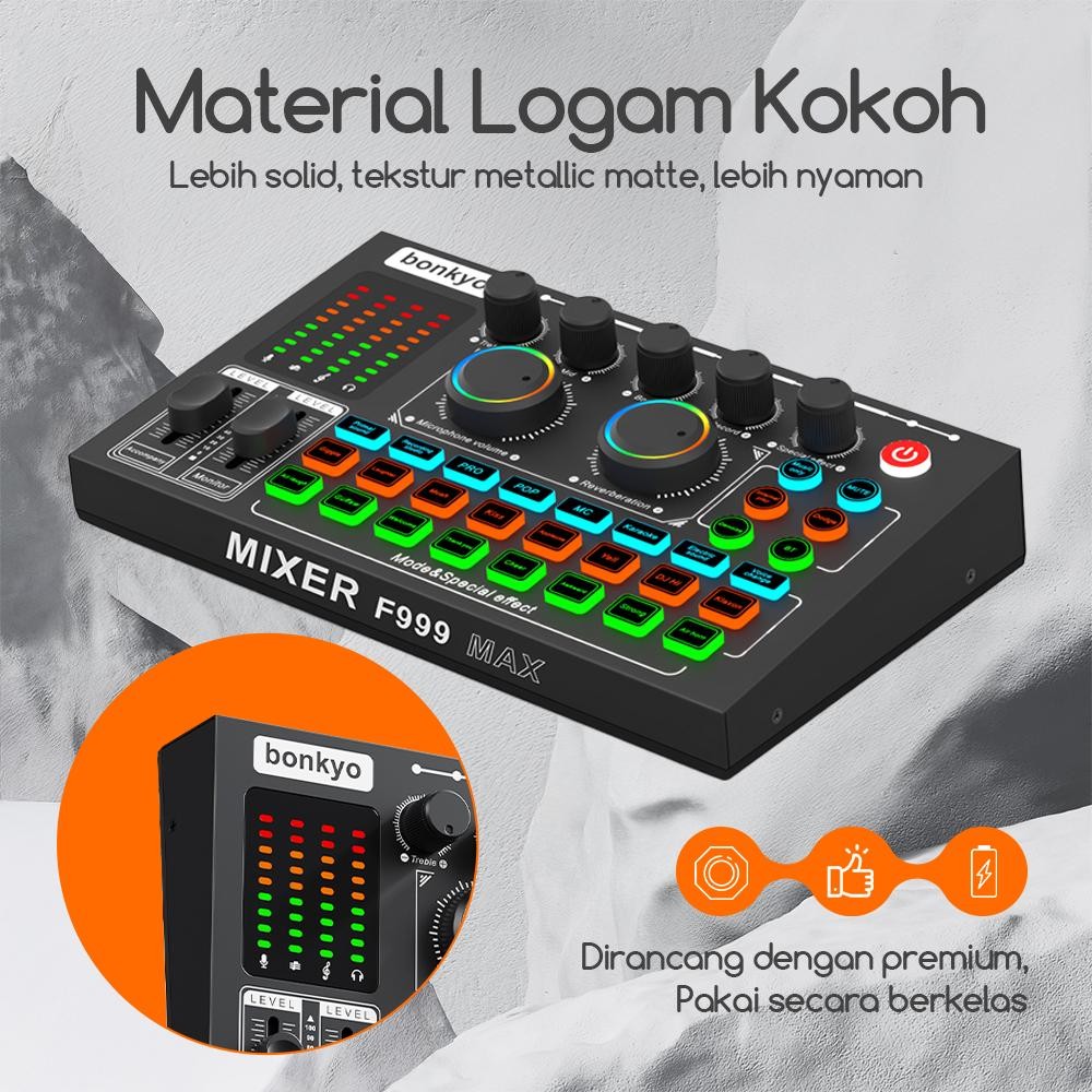 Jual Bonkyo Soundcard F999MAX + Mikrofon M990 + Kabel OTG berwarna ...