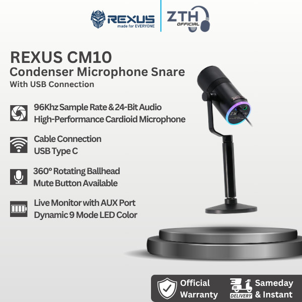 Jual Rexus CM10 Microphone Snare USB Condenser Mic with RGB LED ...