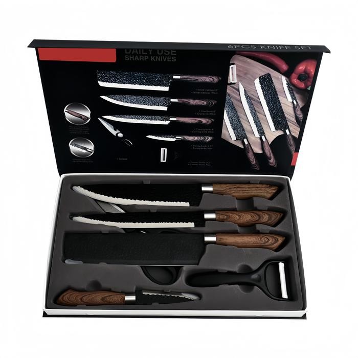 Jual (crehom exclusive) Kitchen Knife Set Black Diamond Knives Set 6 in ...