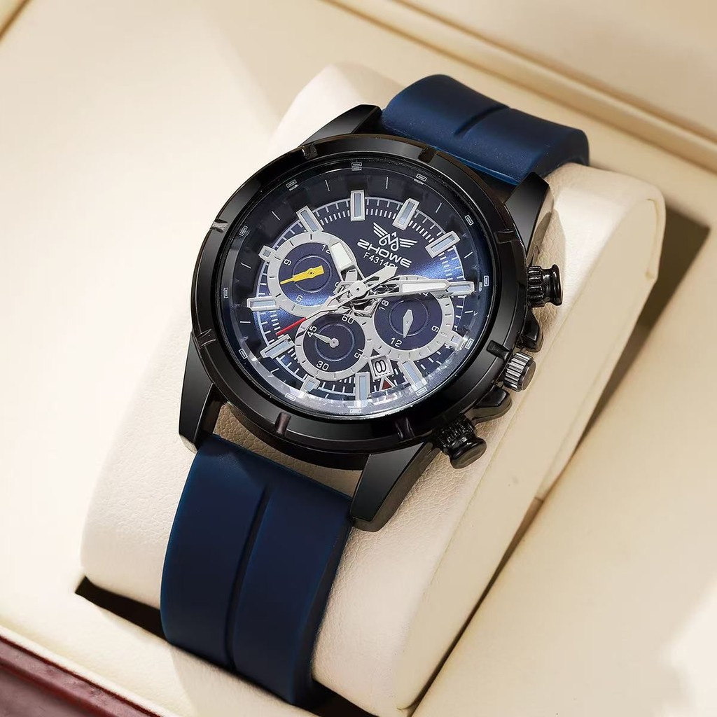 Jual Jam Tangan Pria Analog Tali Silicone Chronograph Aktif Luminous ...