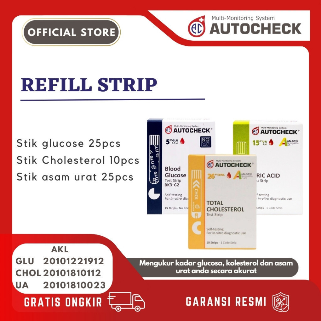 Jual Autocheck Strip Stick Glucose Cholesterol Uric Acid Cek Test Gula ...