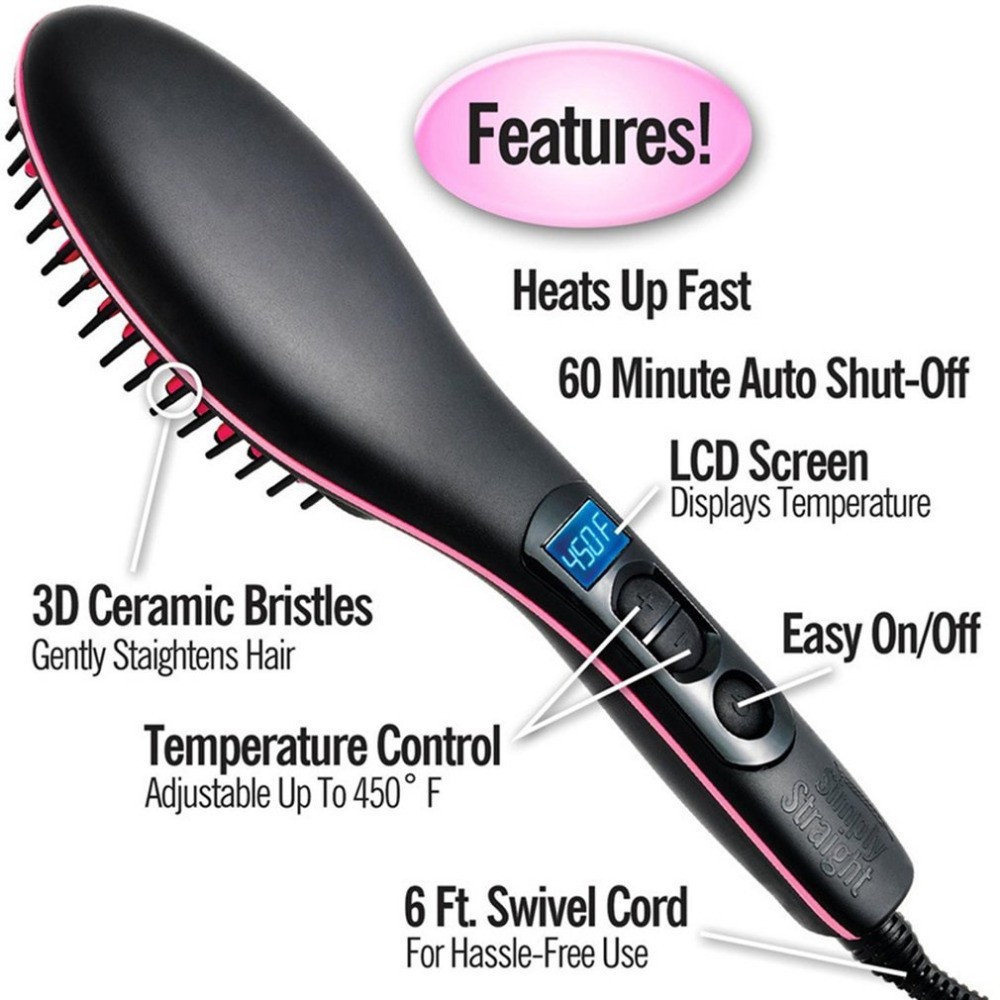 Jual Portable Size Handheld lCD Display Ceramic Electric Hair Brush ...
