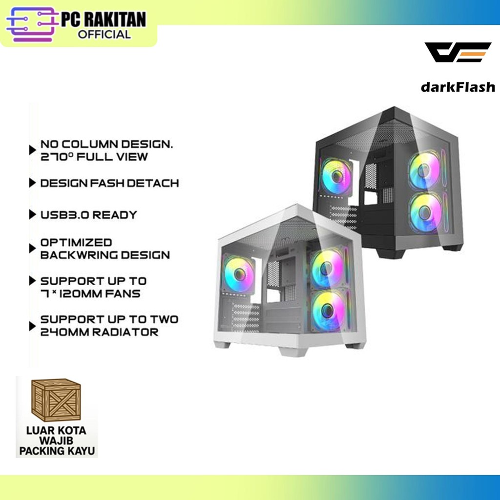 Jual darkFlash C275P M-ATX PC Casing [NO FAN] / Casing PC Tanpa Fan ...