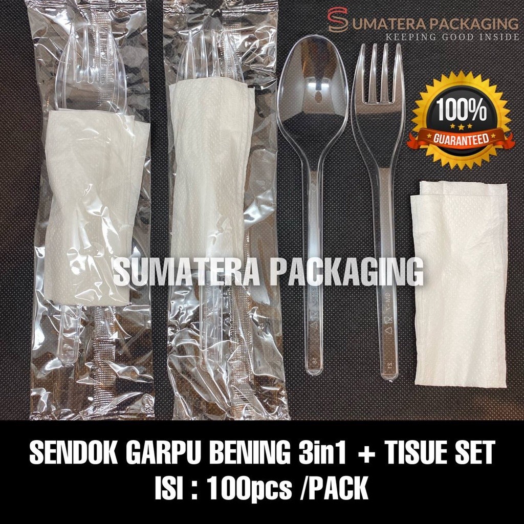 Jual SENDOK GARPU TISSUE BENING SET HYGIENE STERIL MEDAN TISU Cutlery ...