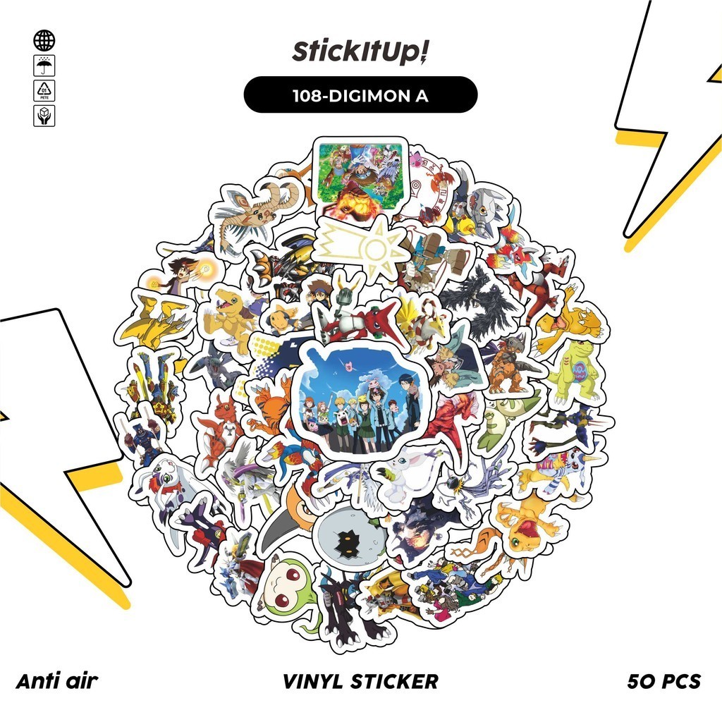 Jual COD 50 Pcs Stiker Pack Motif Anime Digimon Lucu Aesthetic Vynil ...