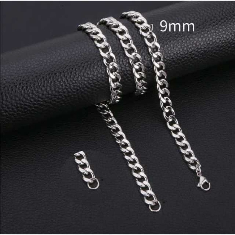 Jual Kalung rantai pria titanium model rantai besar 9mm gepeng terlaris ...