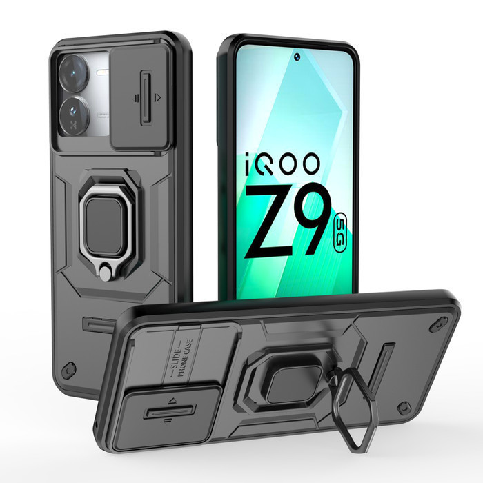 Jual CASING IQOO Z9 / Z9X WARRIOR SERIES LENS SLIDE ROTATE KICK STAND ...