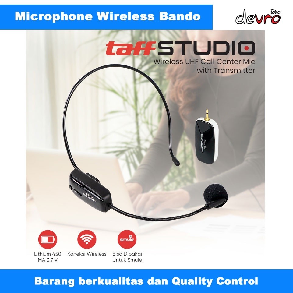 Jual Microphone Mikrofon Wireless UHF Mic Transmitter Model Bando Call Center - TaffSTUDIO HX ...