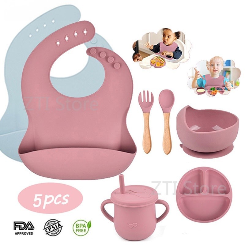 Jual 5pcs/Set Baby Tableware / Peralatan Makan Bayi /Alat Pemberian ...