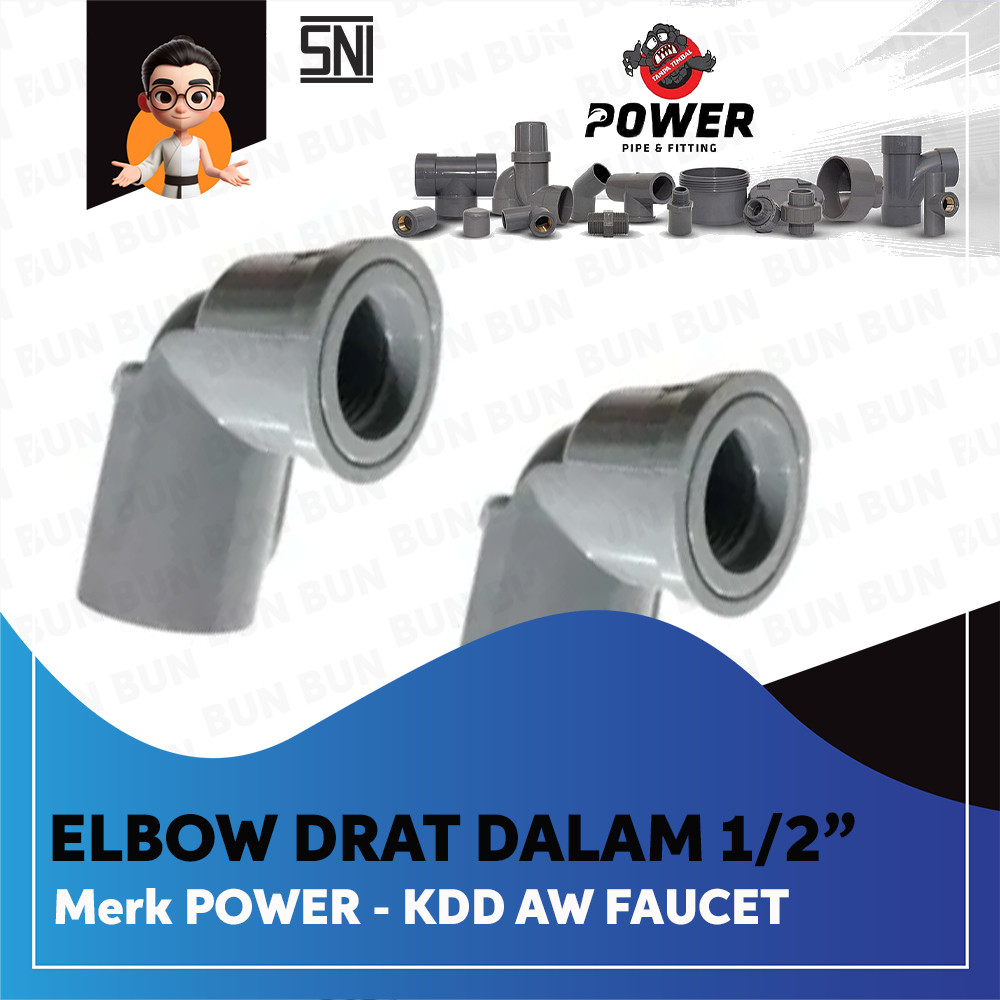 Jual KDD AW 1/2" FITTING PVC POWER | KNEE / KNIE DRAT DALAM | FAUCET ...