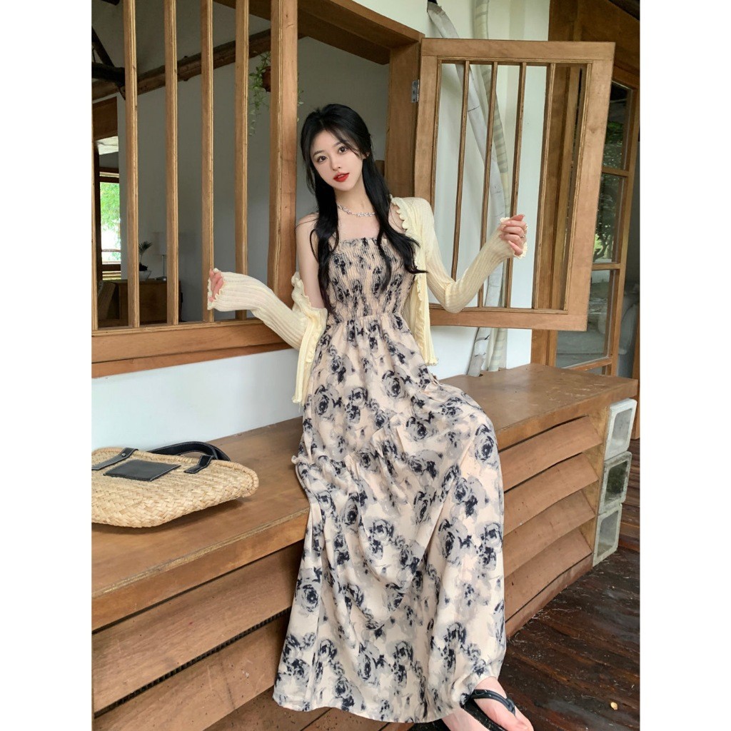 Jual Dress bunga dress prancis lengan pendek dress pantai bunga K023 ...