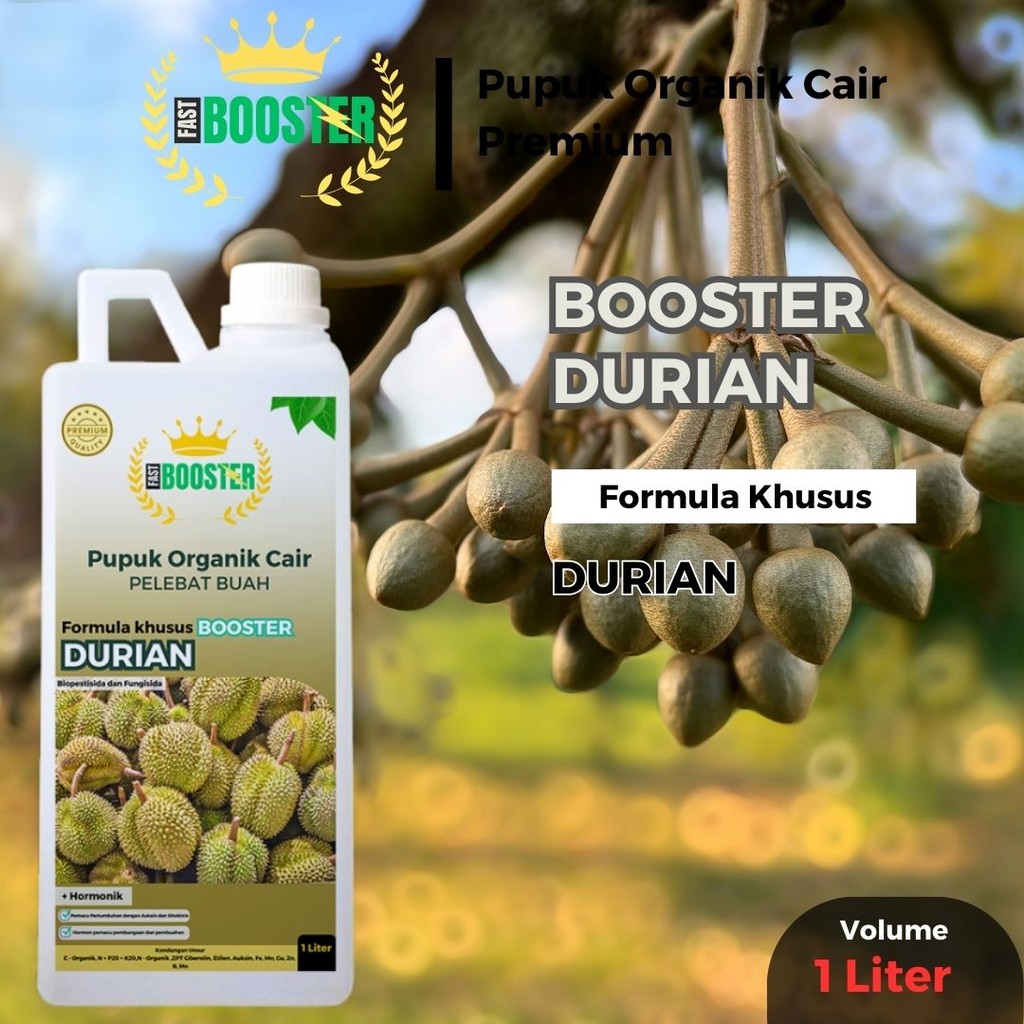 Jual Pupuk Organik CAir durian 1 liter booster pertumbuhan, pembunggan dan pelebat buah durian ...