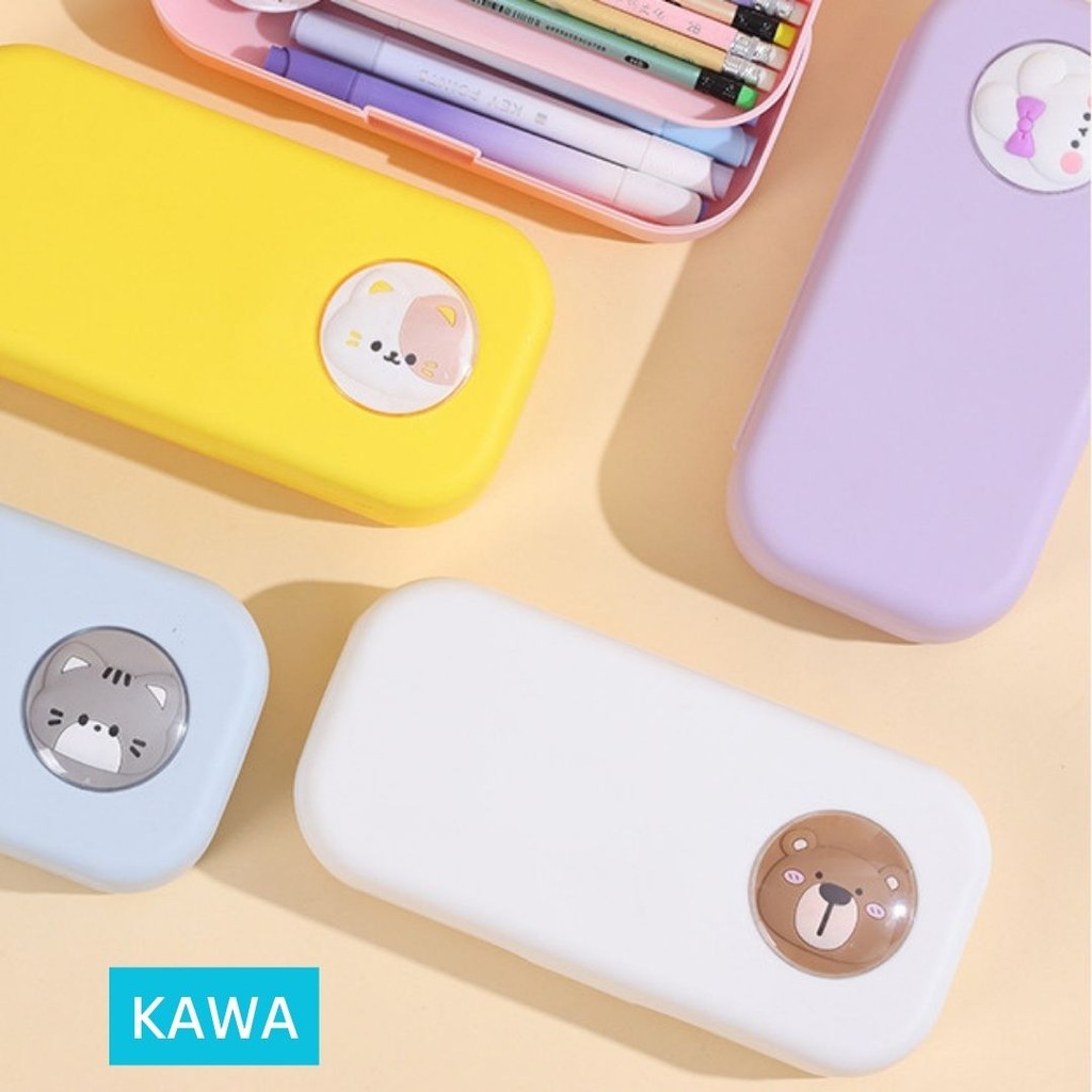 Jual KAWA Tempat Kotak Pensil Warna Soft Pastel Macaroon Lucu Cute ...