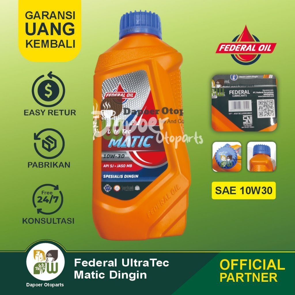 Jual Oli Federal Matic UltraTec Botol Orange 10w30 Motor Matik Mineral ...