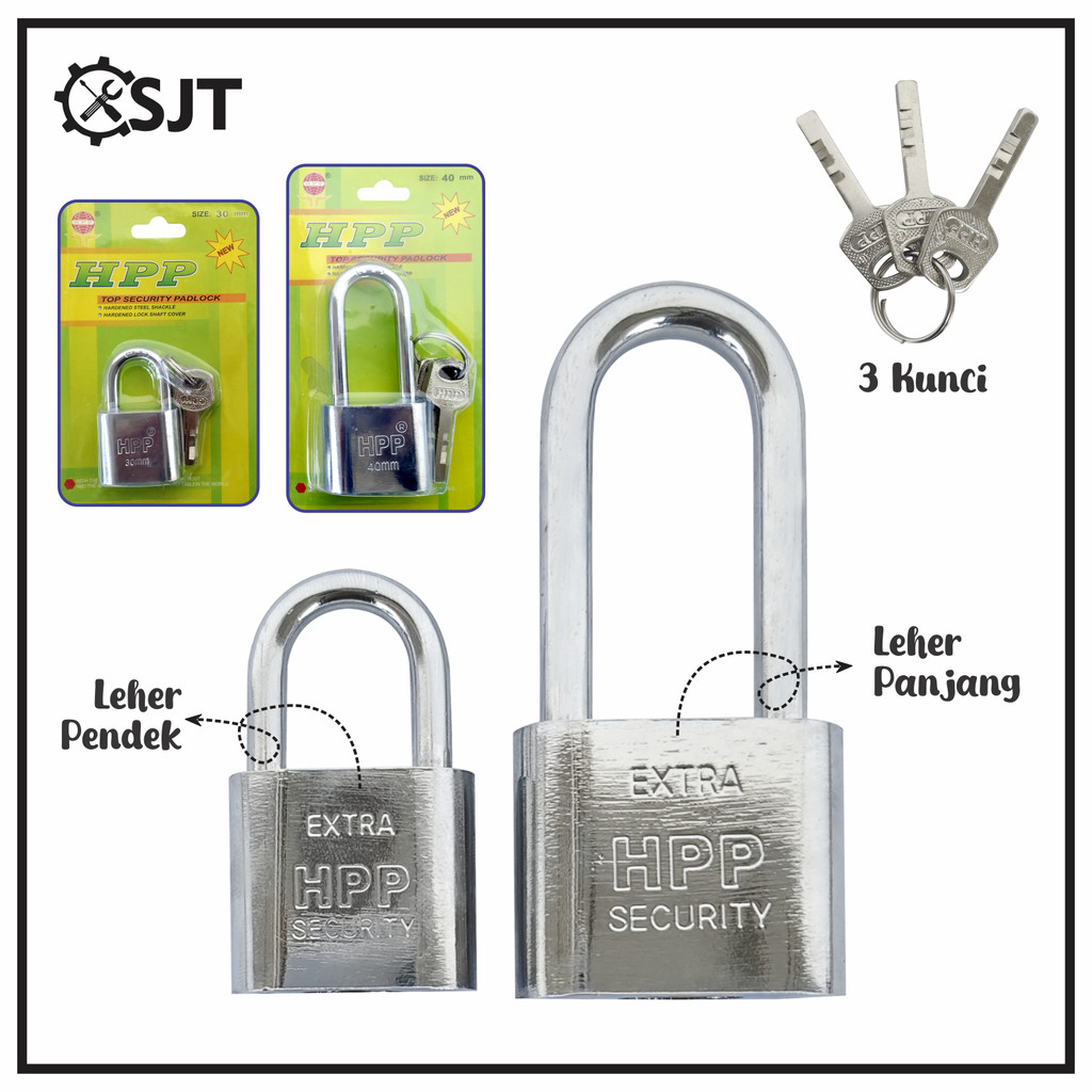 Jual SJT - Gembok Putih Hpp Leher Panjang dan Pendek Chrome Stainless ...