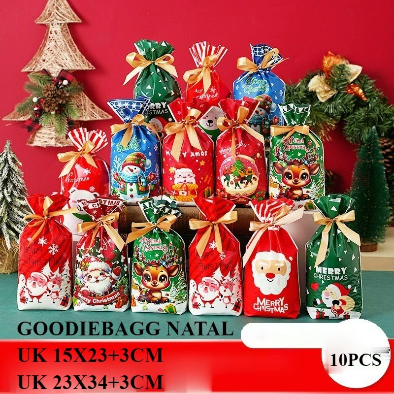 Jual 10PCS GOODIE BAG CRISHMAST UK BESAR 23X34CM GOODIEBAG BESAR NATAL ...