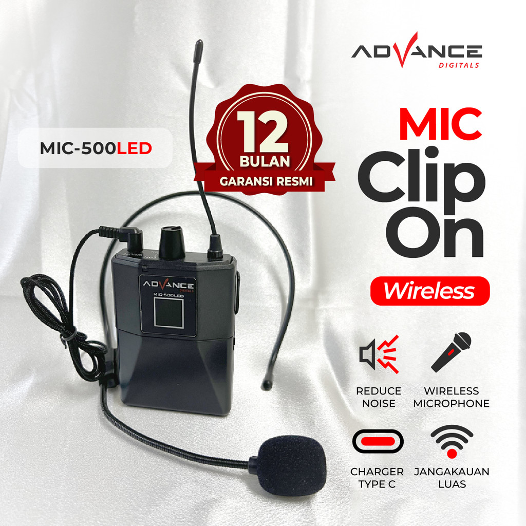 Jual Advance MIC-500 LED Mic Bando Wireless Mic Clip On / Microphone ...