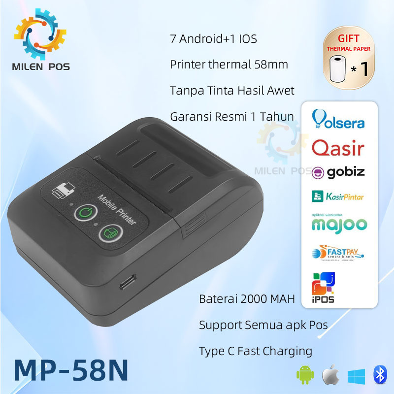 Jual PRINTER KASIR 58mm Printer Thermal alat print resi support Android ...
