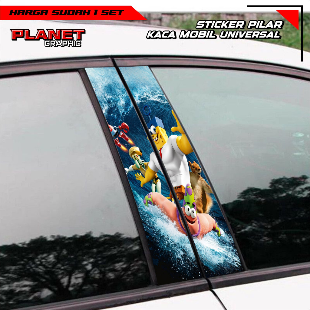 Jual Sticker Pilar Kaca Mobil Universal SPONGEBOB Bisa Custom Gambar ...