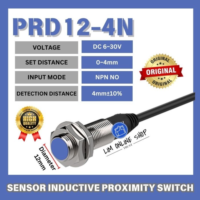 Jual SENSOR PROXIMITY PRD12-4DN INDUCTIVE NPN NO NORMALY OPEN JARAK DETEKSI 4MM DC6-30V DIAMETER ...