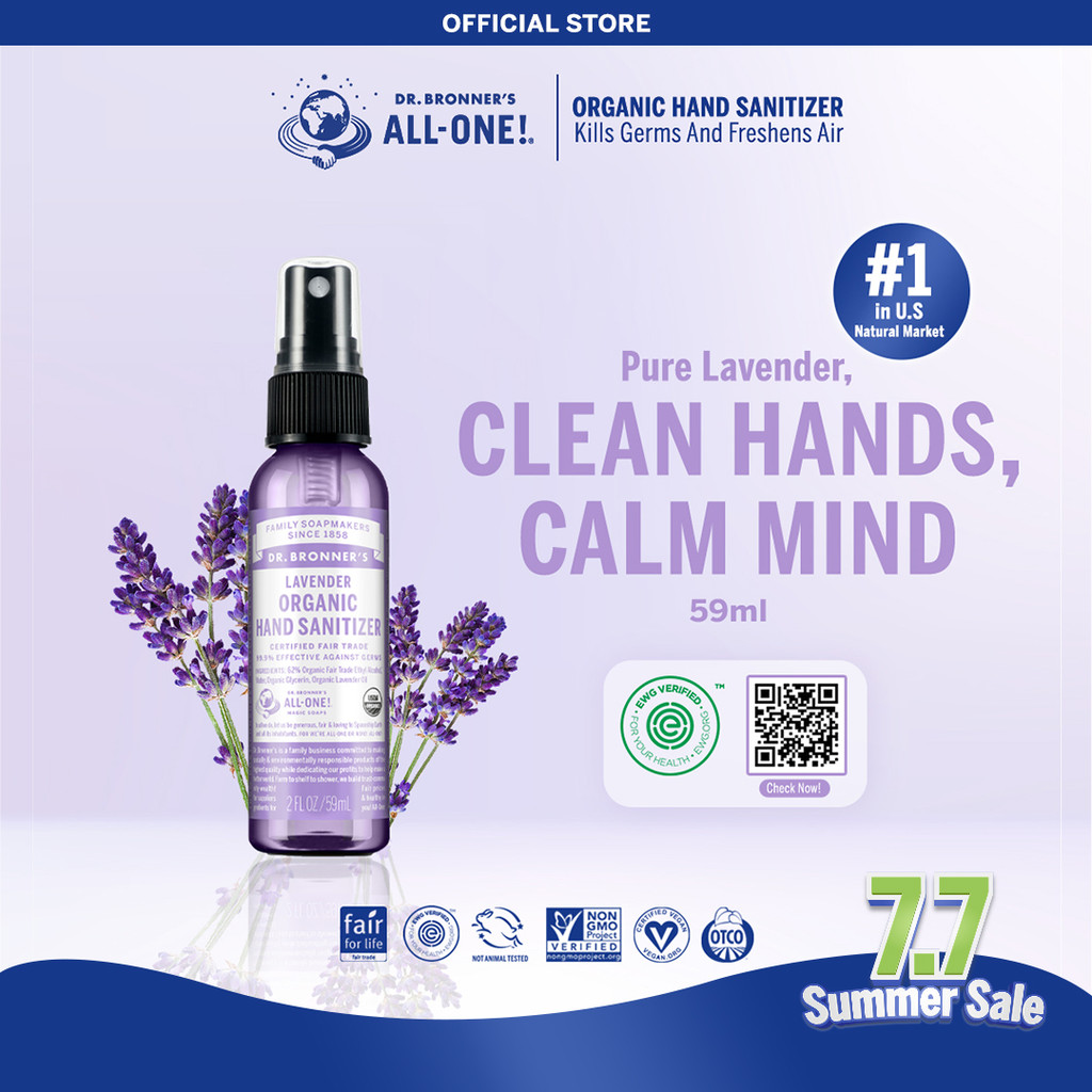 Jual Dr. Bronner's Hand Sanitizer Organik Lavender Anti Bakteri 59 ml | Shopee Indonesia