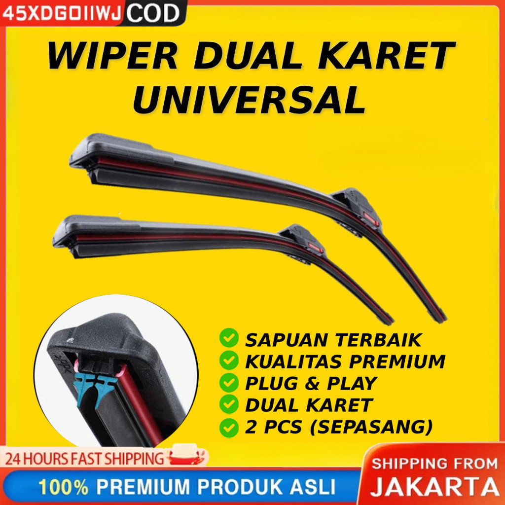Jual Wiper Frameless Dual Blade Wiper Mobil Dual Blade - Universal Semua Mobil - Wiper Frameless ...