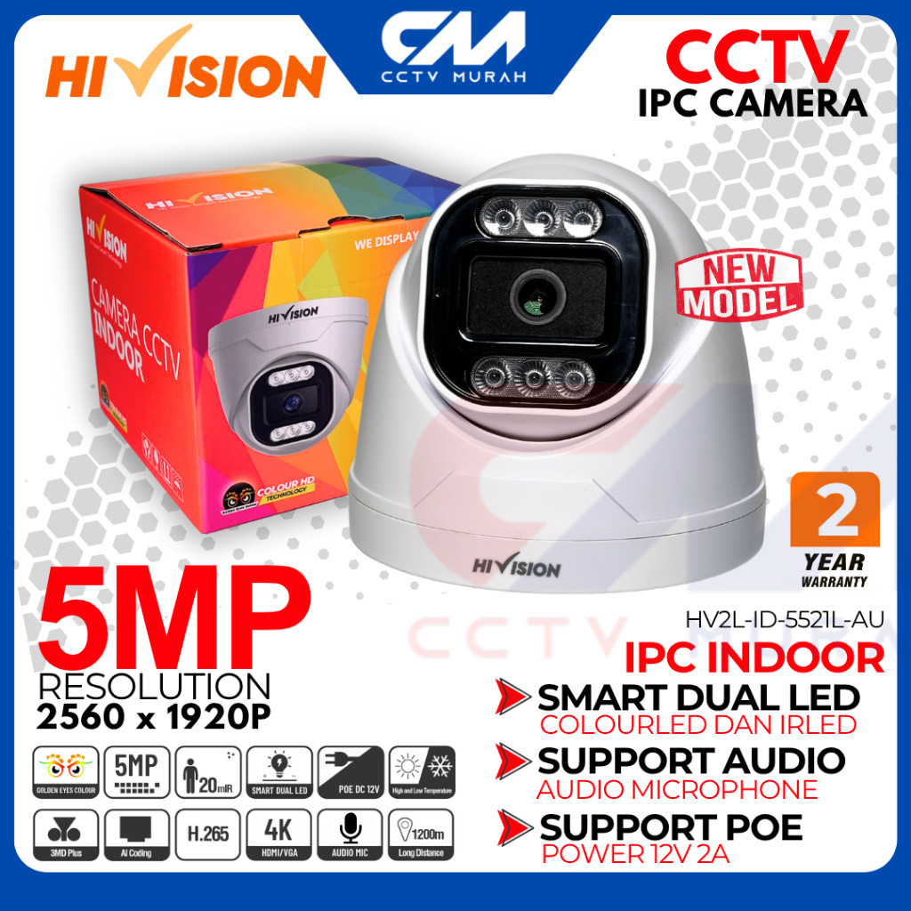 Jual KAMERA CCTV IP INDOOR COLORVU 5MP HI VISION Resolusi 2560 Full HD ...