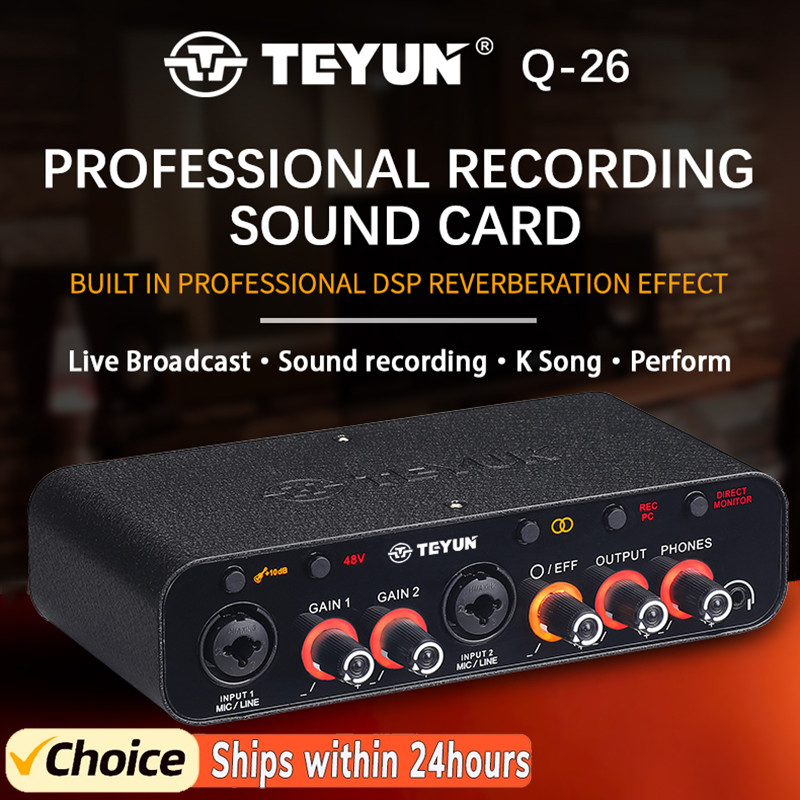 Jual 2024 TEYUN Q26 2Channels Professional portable Audio Interface ...