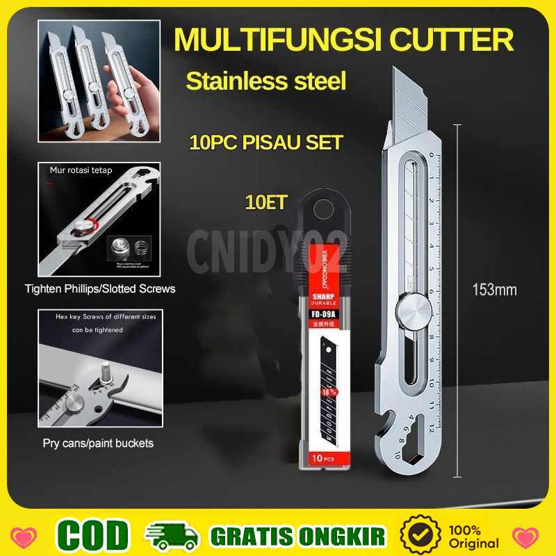 Jual 【COD】Cutter Stainless Steel 6in1 Pisau Cutter 18mm Multifungsi ... Jual 【COD】Cutter Stainless Steel 6in1 Pisau Cutter 18mm Multifungsi ...