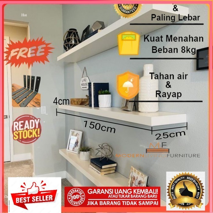 Jual Ada Semua Ukuran Lebar 25 cm Tebal 4cm Rak Ambalan Dinding Jumbo ...