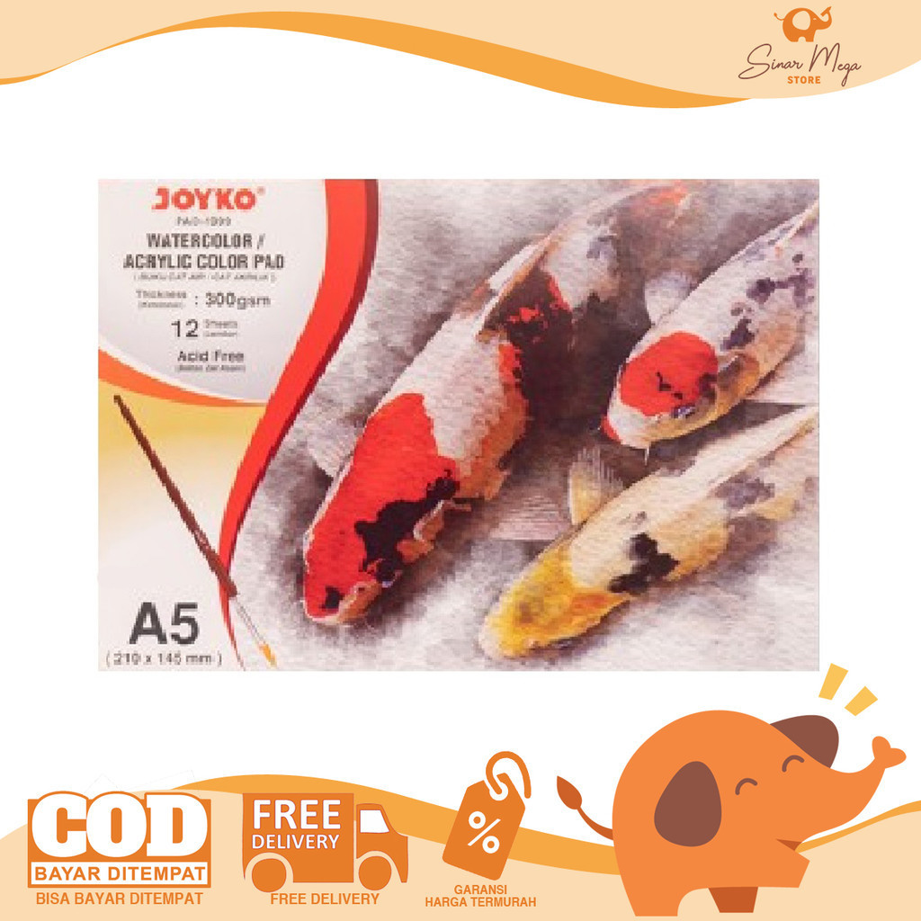 Jual Joyko Watercolor Acrylic Pad PAD-1999 12 Lembar A5 Buku Gambar Cat Air Akrilik 300gsm ...