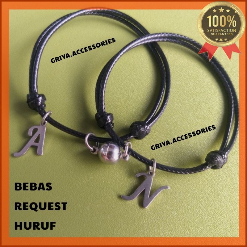 Jual 909758 ~ Gelang Couple Magnet Inisial Nama Huruf Stainless Steel ...