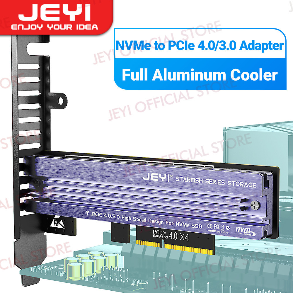 Jual JEYI M.2 NVME to PCIe 4.0 3.0 Adapter With Aluminum SSD Heatsink, NVMe 64Gbps Gen4 PCIE x1 ...