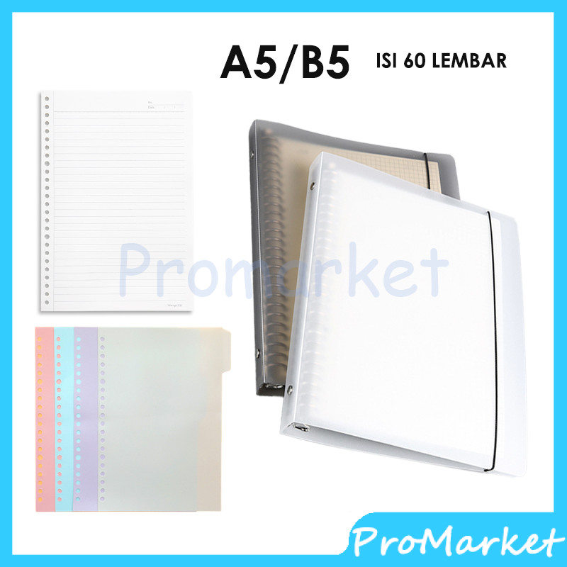 Jual Binder Transparan / Binder Note A5 B5 / Loose Leaf Kertas Binder ...