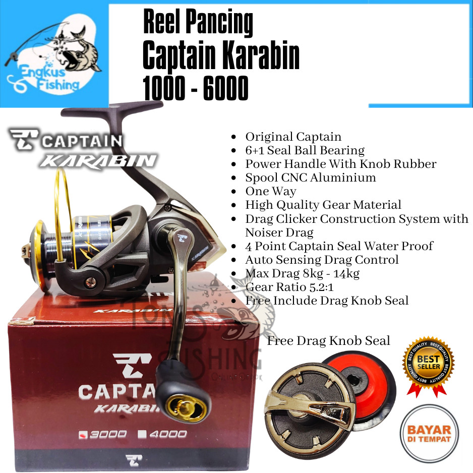 Jual Reel Pancing CAPTAIN KARABIN 1000 - 6000 (6+1 Seal Bearing) Power ...
