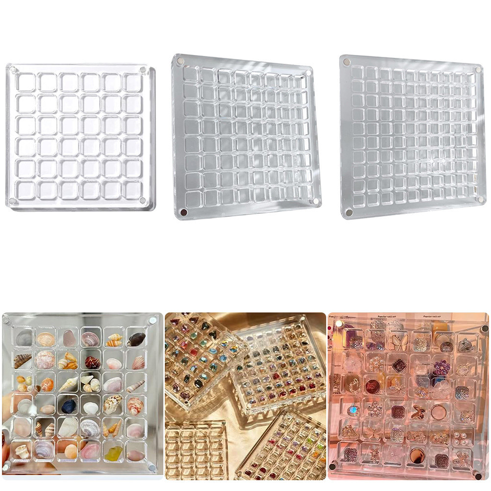 Jual 36/64/100 Grids Acrylic Seashell Display Box Clear Magnetic Small ...