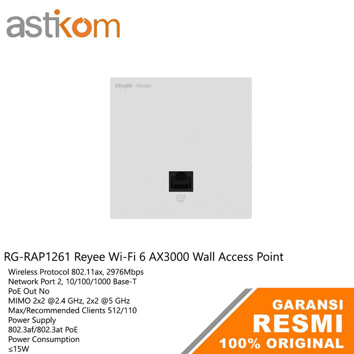 Jual Ruijie Reyee RG RAP 1261 Ultra-thin Wi-Fi 6 AX3000 Wall Access ...