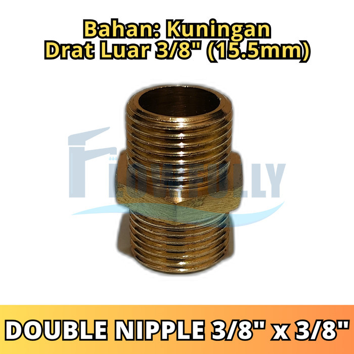Jual DOUBLE NIPPLE 3/8 x 3/8 INCH KUNINGAN NEPEL DOBEL DRAT LUAR | Shopee Indonesia