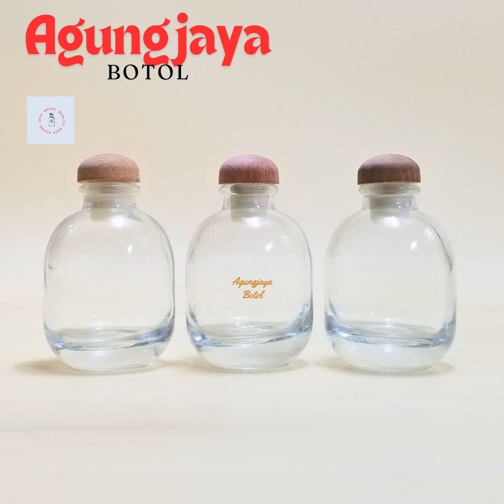 Jual Botol Kaca 100 ml Telur Clear Tutup Wood / Botol Juice Kaca ...