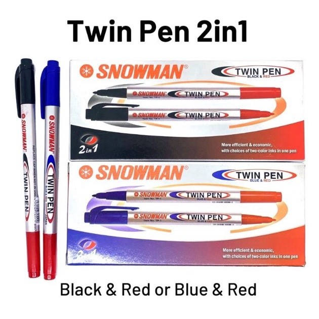 Jual SPIDOL TWINPEN SNOWMAN 2 WARNA / Spidol 2 SISI per pcs | Shopee ...
