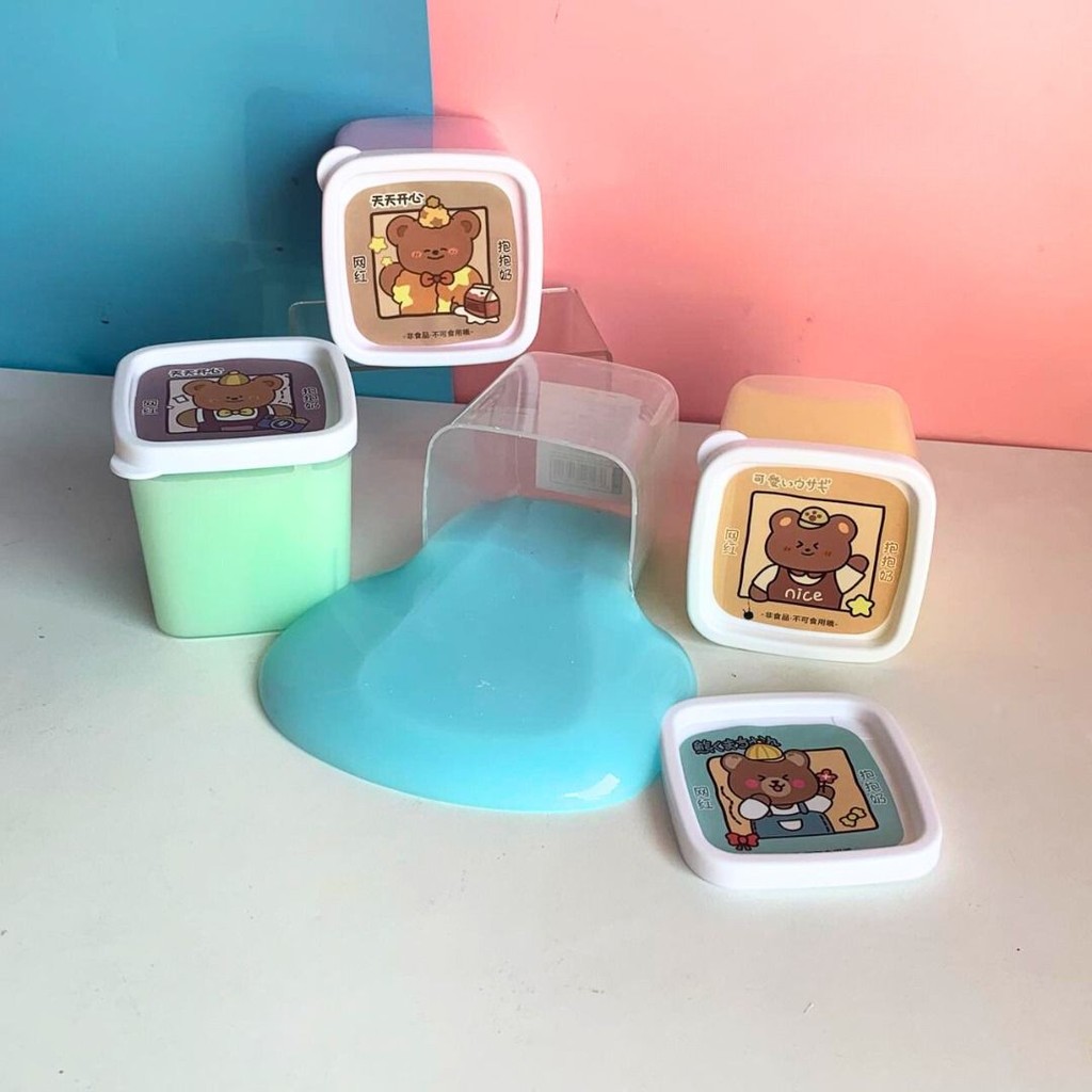 Jual BROWN BEAR SLIME BARREL IN CUP mainan anak jelly fidget seru ...