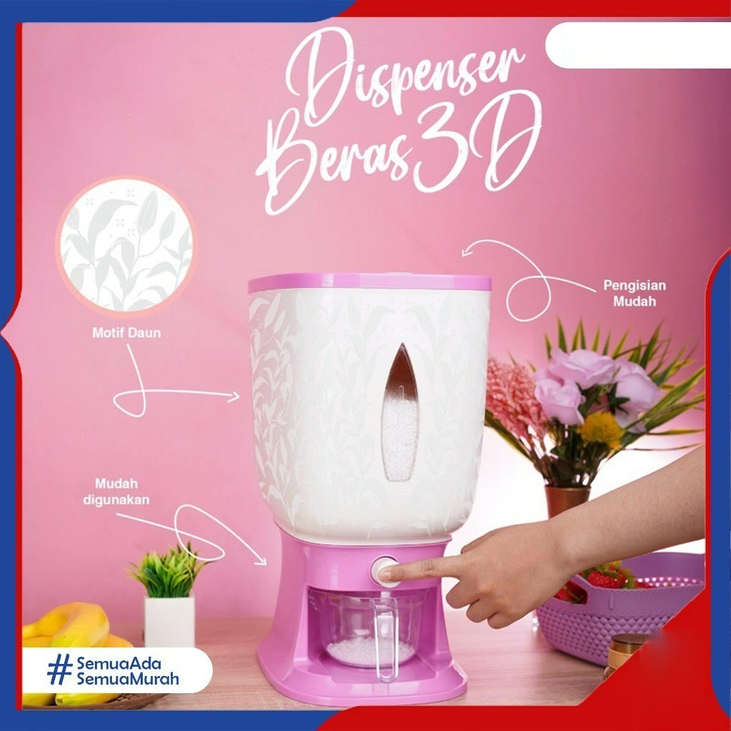 Jual MOTIF 3D RICE BOX DISPENSER BERAS 12KG Rice Box Tempat Penyimpanan ...