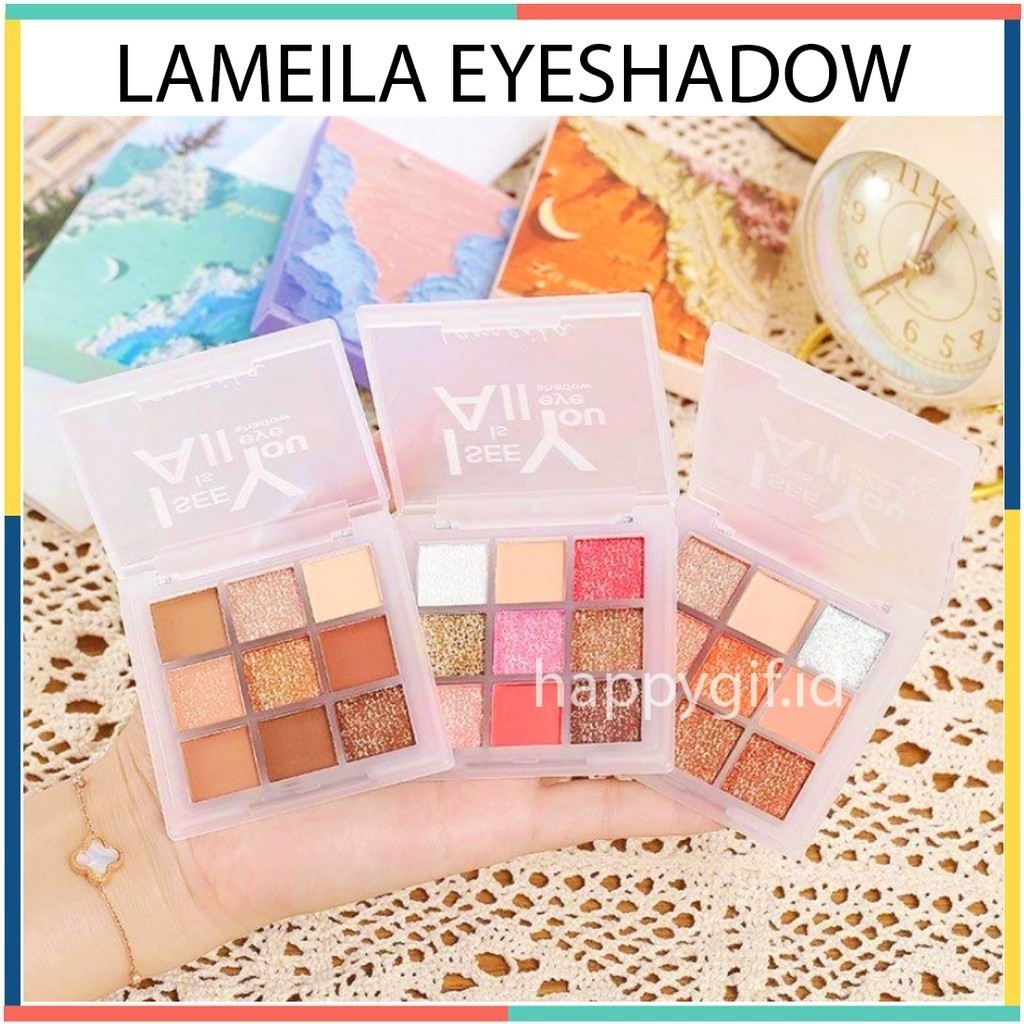 Jual LAMEILA Eyeshadow 9 Colors Pallete Highlighter All i see You LA059 ...