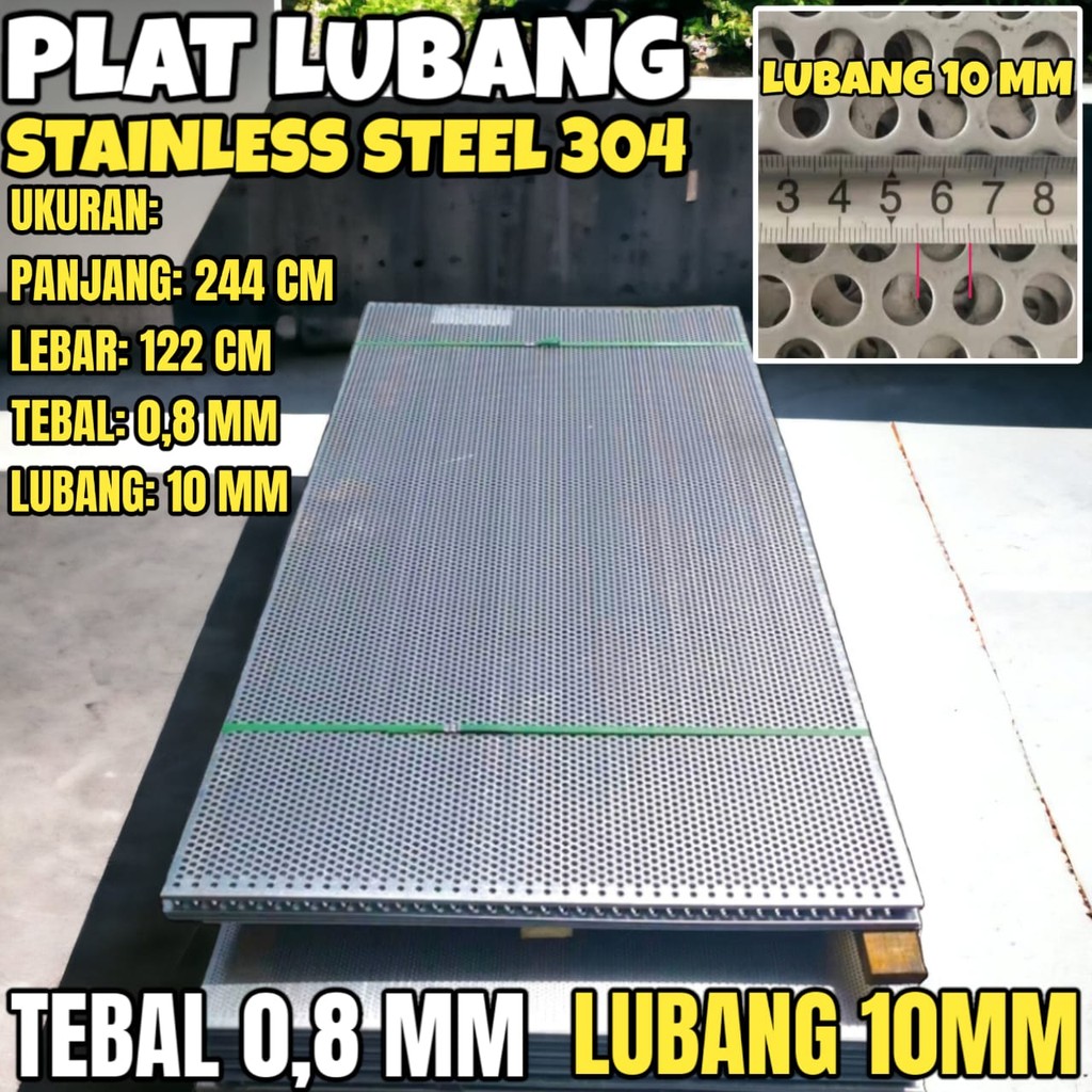 Jual PLAT LUBANG 304 - 122CMX244CM - (0.8 MM) - LUBANG 10MM STAINLESS ...